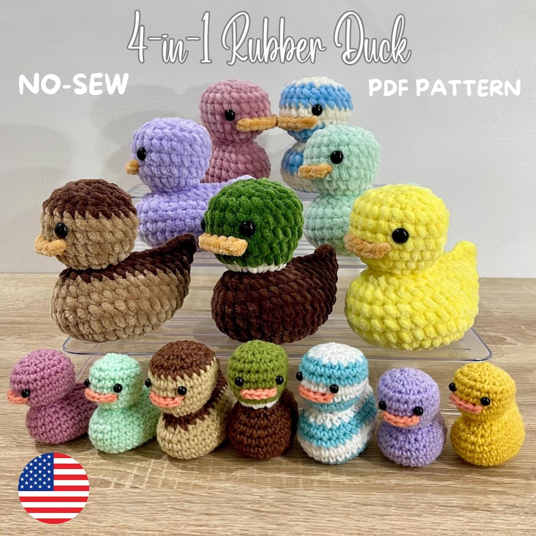 Rubber Duck Crochet Pattern | 4-in-1 No-sew Amigurumi (PDF Pattern) - Etsy