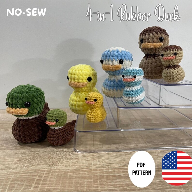 Rubber Duck Crochet Pattern | 4-in-1 No-sew Amigurumi (PDF Pattern) - Etsy