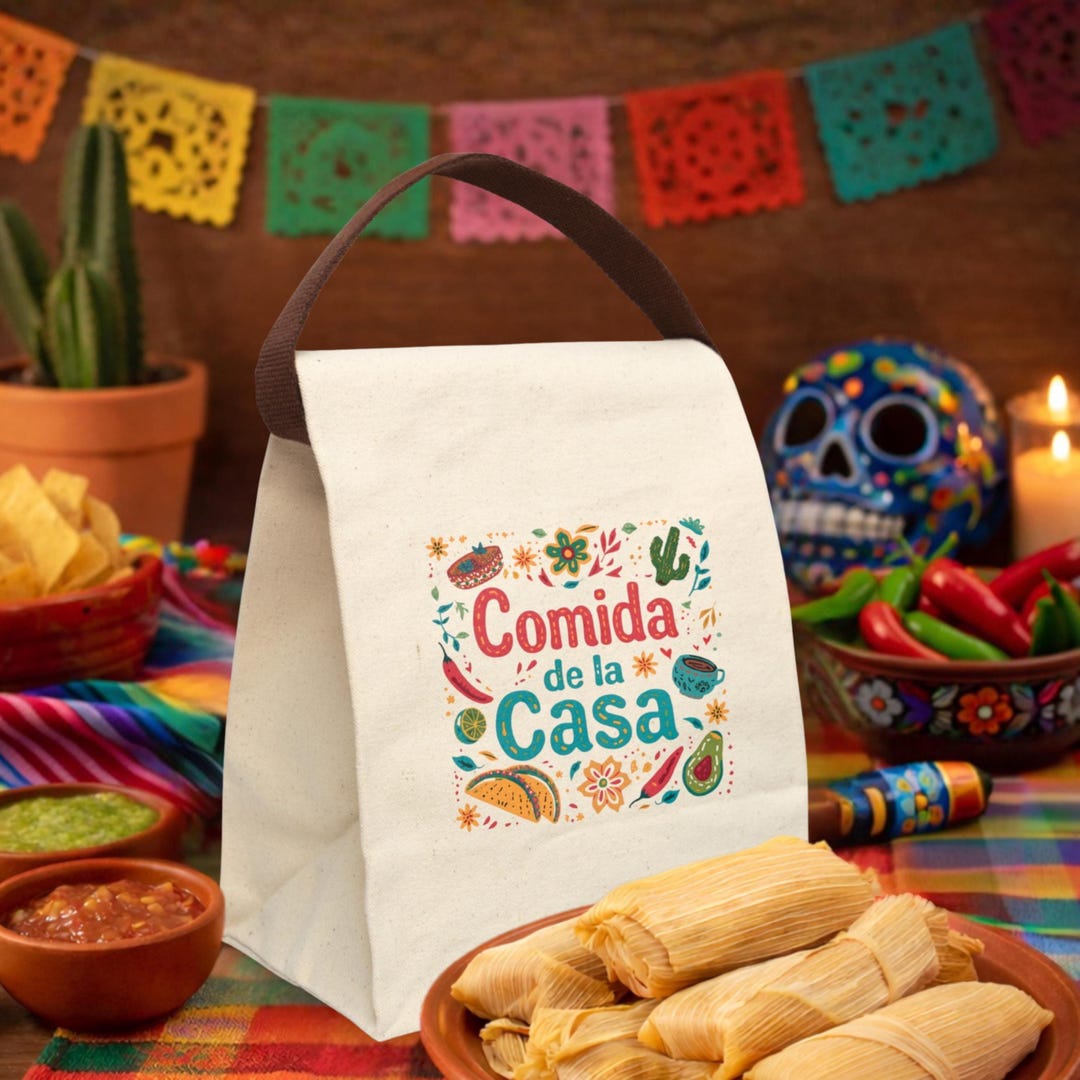 Comida De La Casa Funny Latina Canvas Cotton Mexican Lunch Bag, Regalo ...