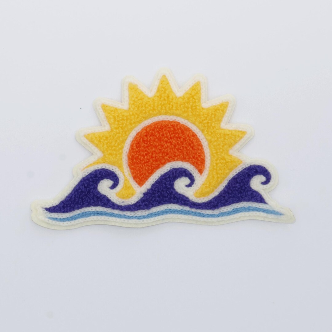 Fuzzy Sunny Waves Patch | Chenille Sew on Patch | T-shirt, Hoodie, Bag ...
