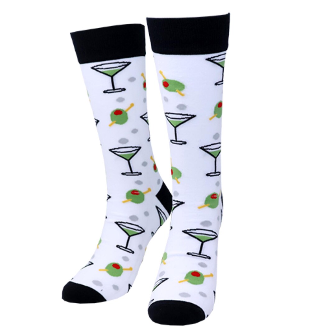 Martini Cocktail Pattern Socks : Unisex Cotton Crew Style - Etsy