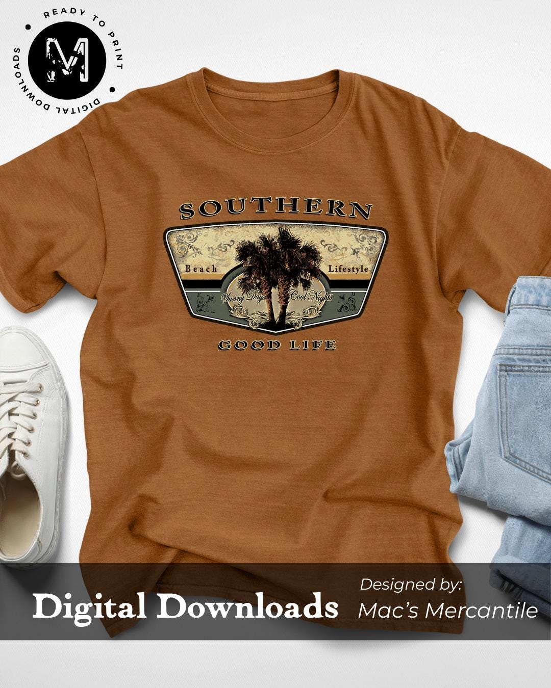 Retro Southern Beach Clipart | T-shirt Design (PNG, PSD Digital ...