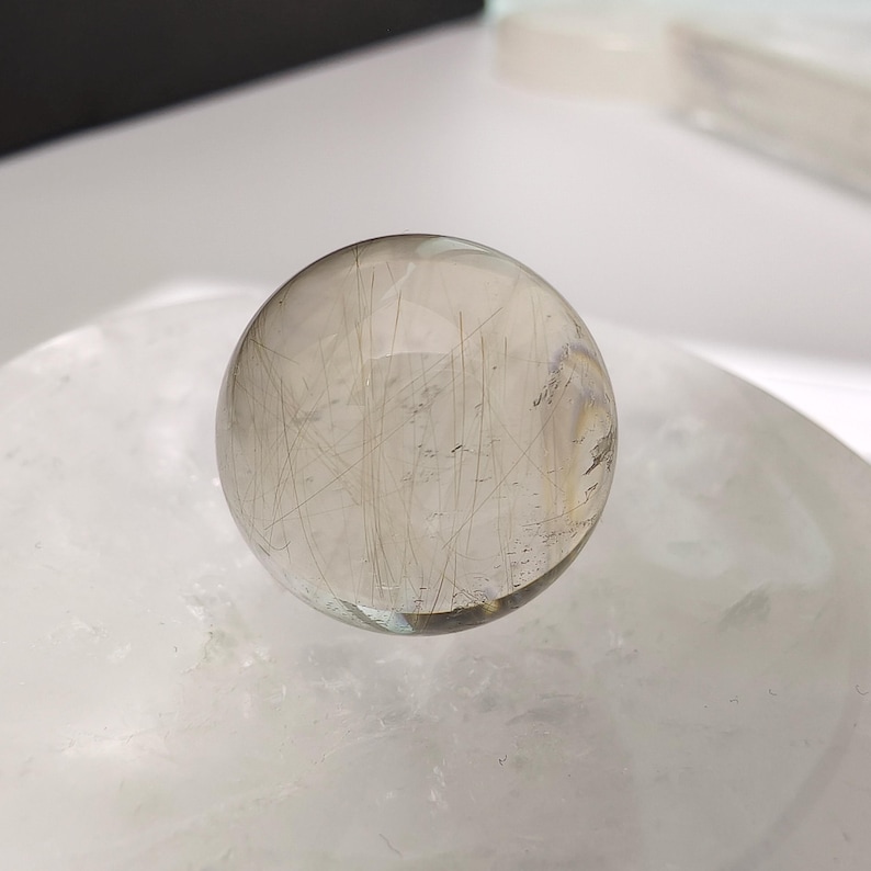 Natural Clear Rutilated Quartz Crystal Sphere - Etsy