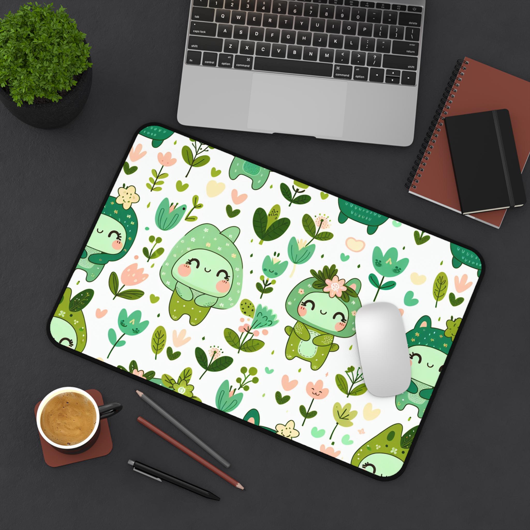 Desk Mat, Cute Green Friends Design, Mouse Pad, Office Desk Accessory ...
