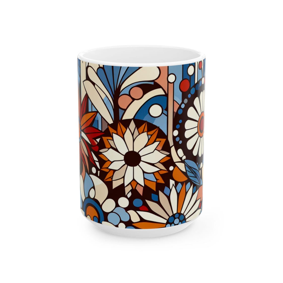 Floral Ceramic Mug, Elegant Flower Decor Coffee Cup, Botanical Tea Cup ...