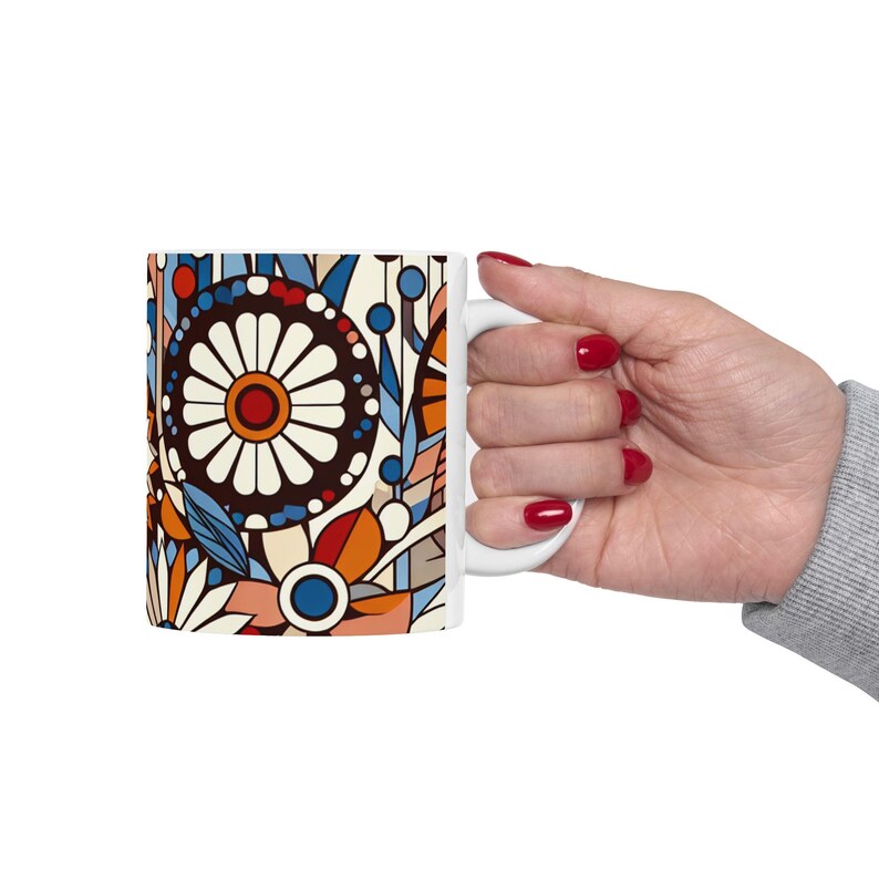 Floral Ceramic Mug, Elegant Flower Decor Coffee Cup, Botanical Tea Cup ...