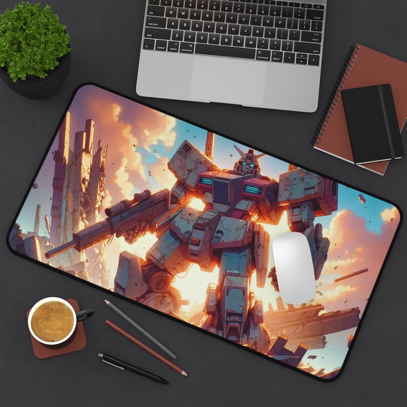 Desk Mat, Giant Anime Mech Robot Design, Gaming Mouse Pad, Desk ...