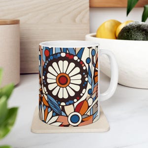 Floral Ceramic Mug, Elegant Flower Decor Coffee Cup, Botanical Tea Cup ...