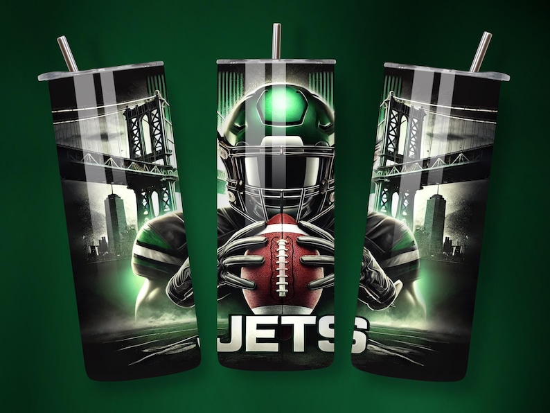 JET Football Team Designs 20oz Skinny Tumbler Wrap PNG, NFL Seamless ...
