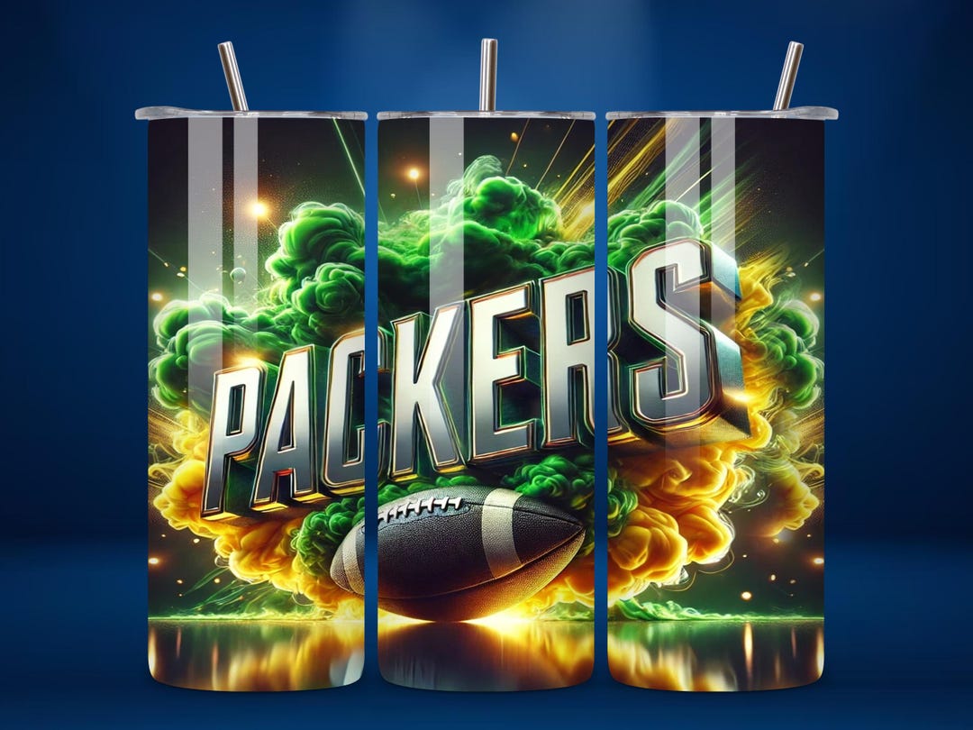 PACKER Football Team Designs 20oz Skinny Tumbler Wrap PNG, NFL Seamless ...