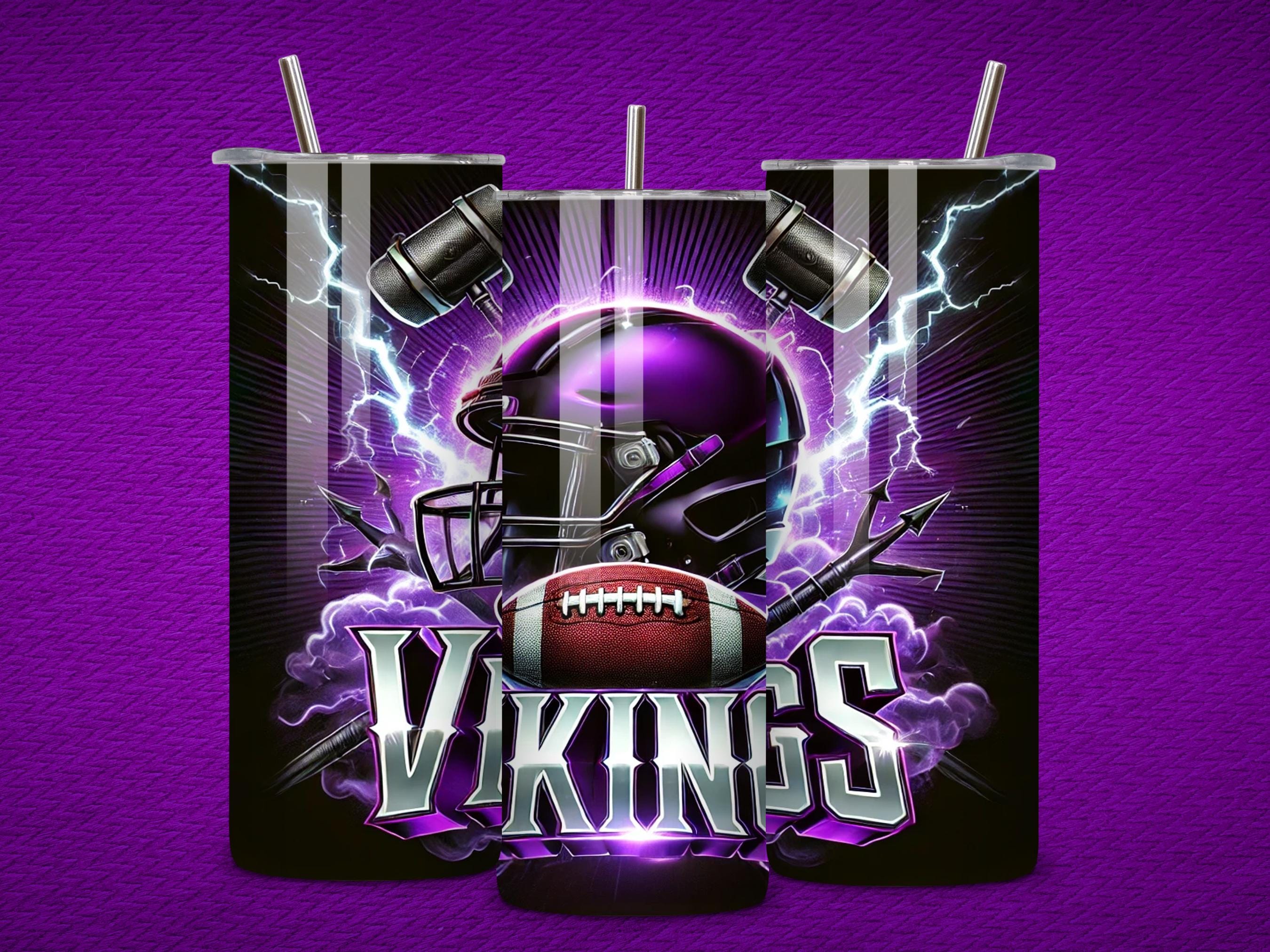 VIKING Football Team Designs 20oz Skinny Tumbler Wrap PNG, NFL Seamless ...