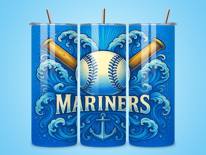 MARINER Baseball Team Design 20oz Skinny Tumbler Wrap PNG, MLB Sports ...