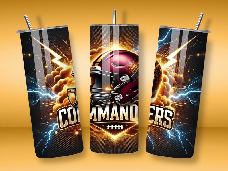 COMMANDER Football Team Designs 20oz Skinny Tumbler Wrap PNG, NFL ...