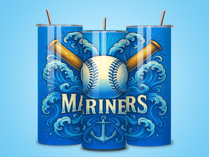 MARINER Baseball Team Design 20oz Skinny Tumbler Wrap PNG, MLB Sports ...