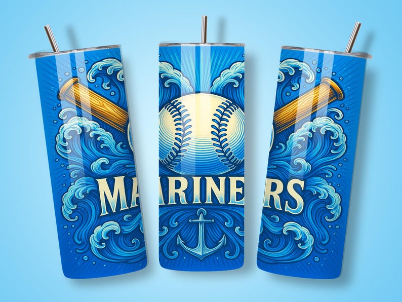 MARINER Baseball Team Design 20oz Skinny Tumbler Wrap PNG, MLB Sports ...