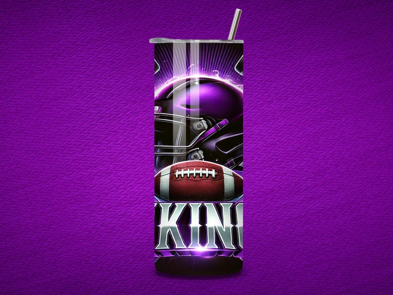 VIKING Football Team Designs 20oz Skinny Tumbler Wrap PNG, NFL Seamless ...