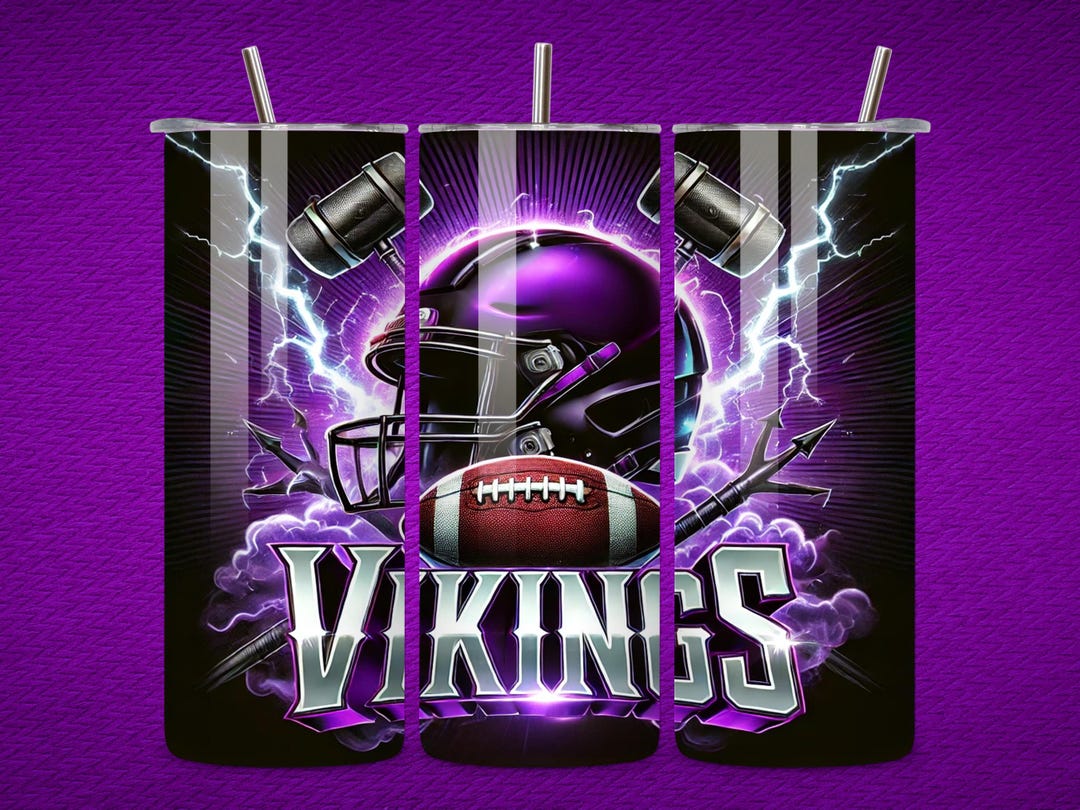 VIKING Football Team Designs 20oz Skinny Tumbler Wrap PNG, NFL Seamless ...