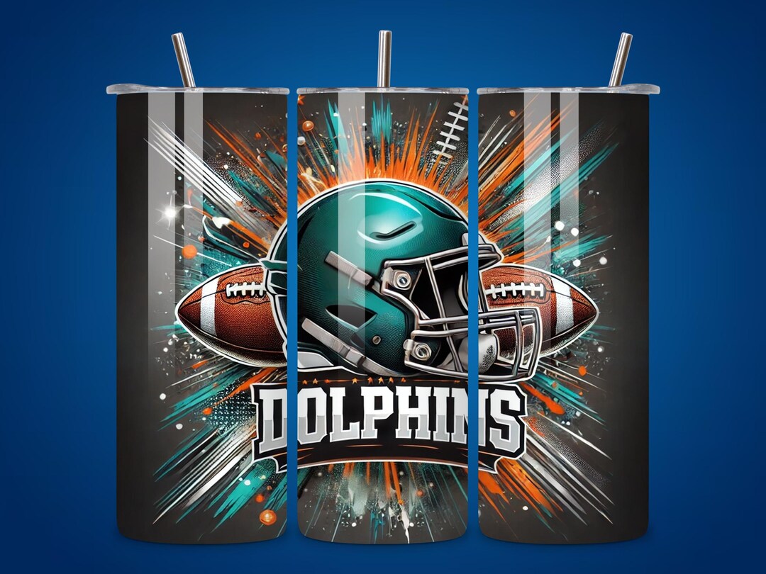 DOLPHIN Football Team Designs 20oz Skinny Tumbler Wrap PNG, NFL ...