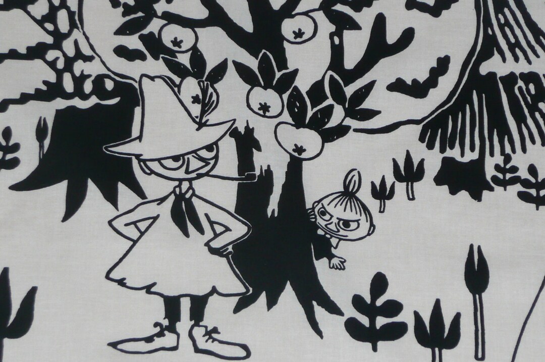 Moomin Fabric Night Moomin, Black and White Colours - Etsy