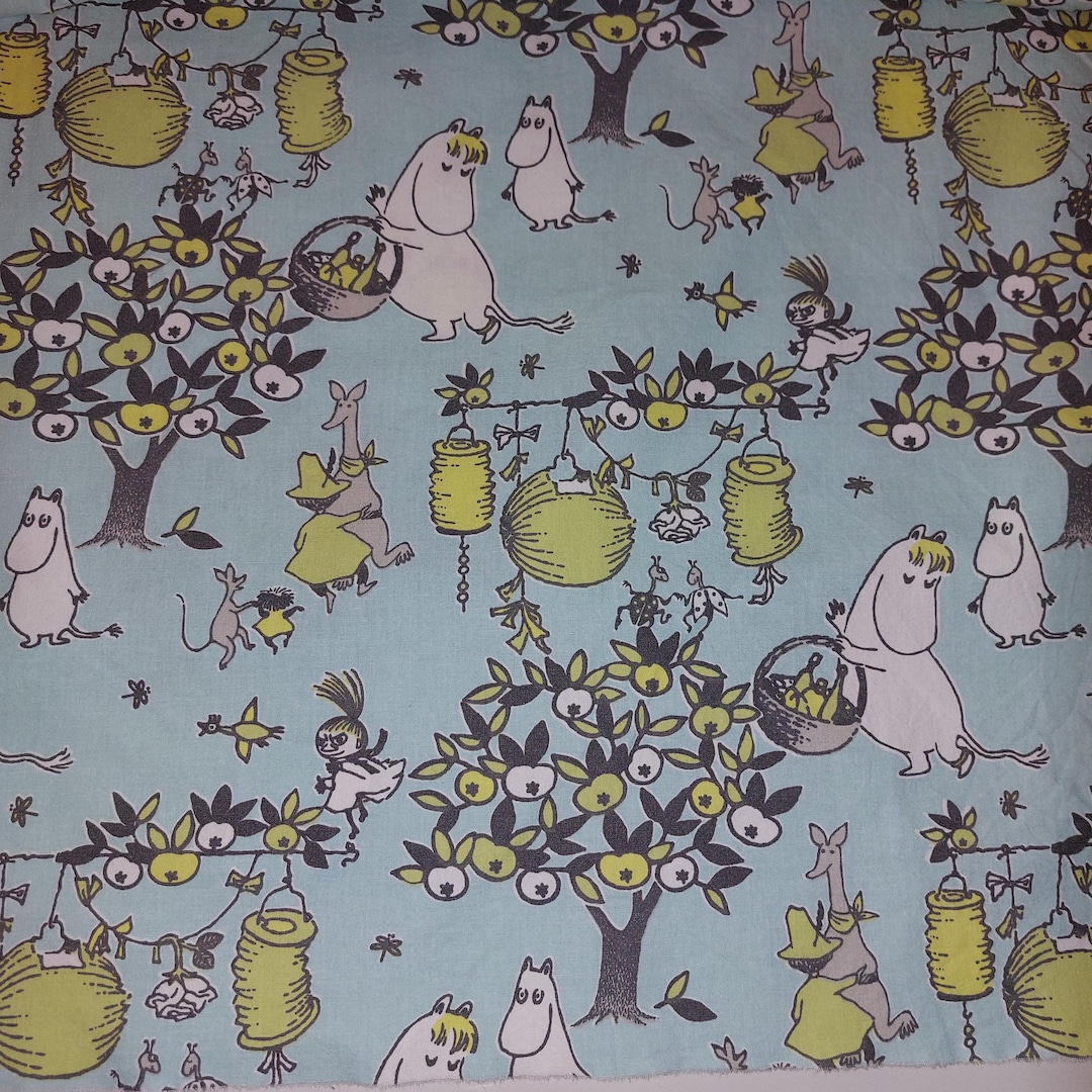 Moomin Fabric Party Moomin Light Turquoise Background - Etsy