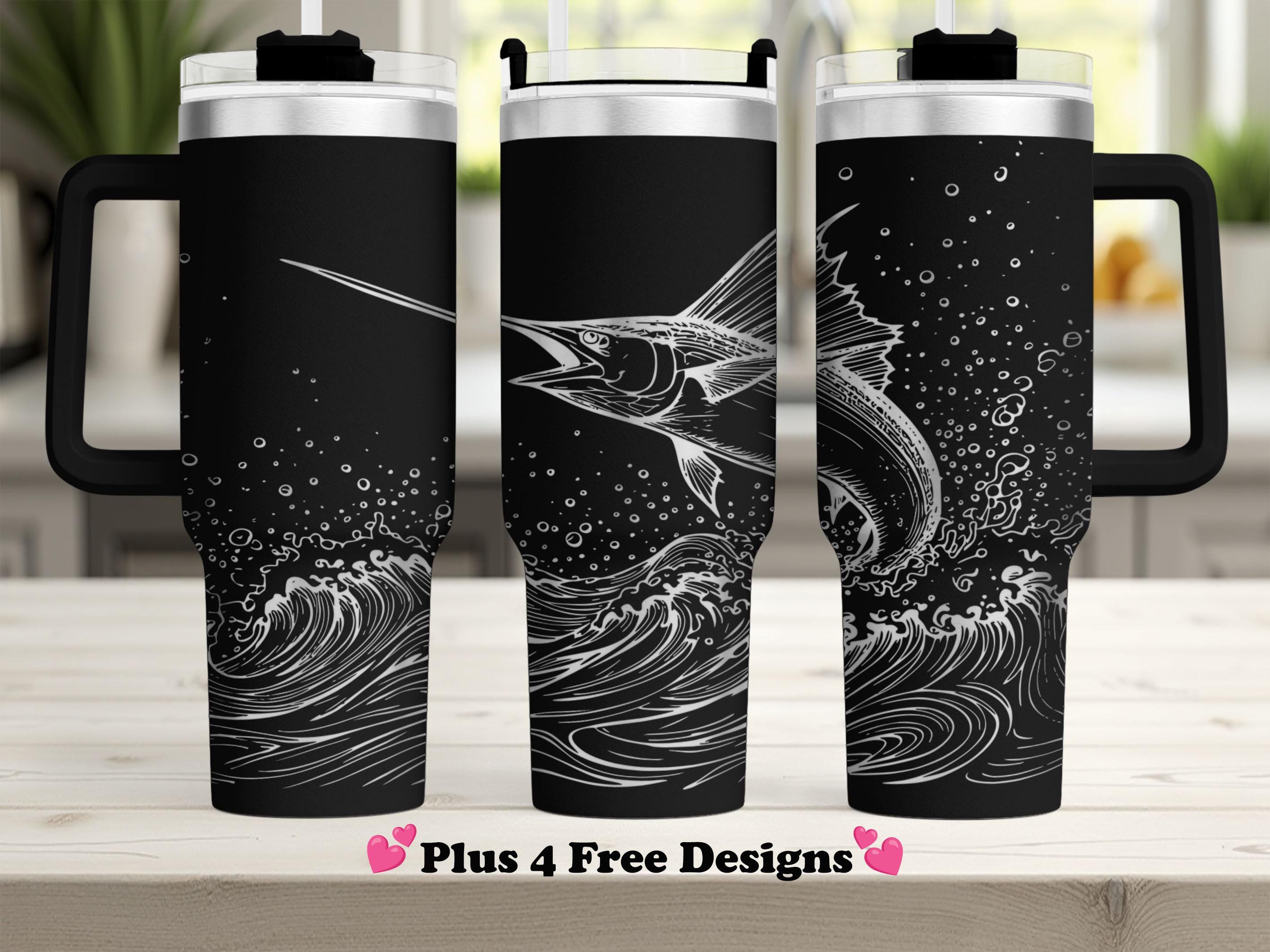 Sailfish Tumbler Wrap SVG: Ocean Fisherman Laser Engraving Design ...