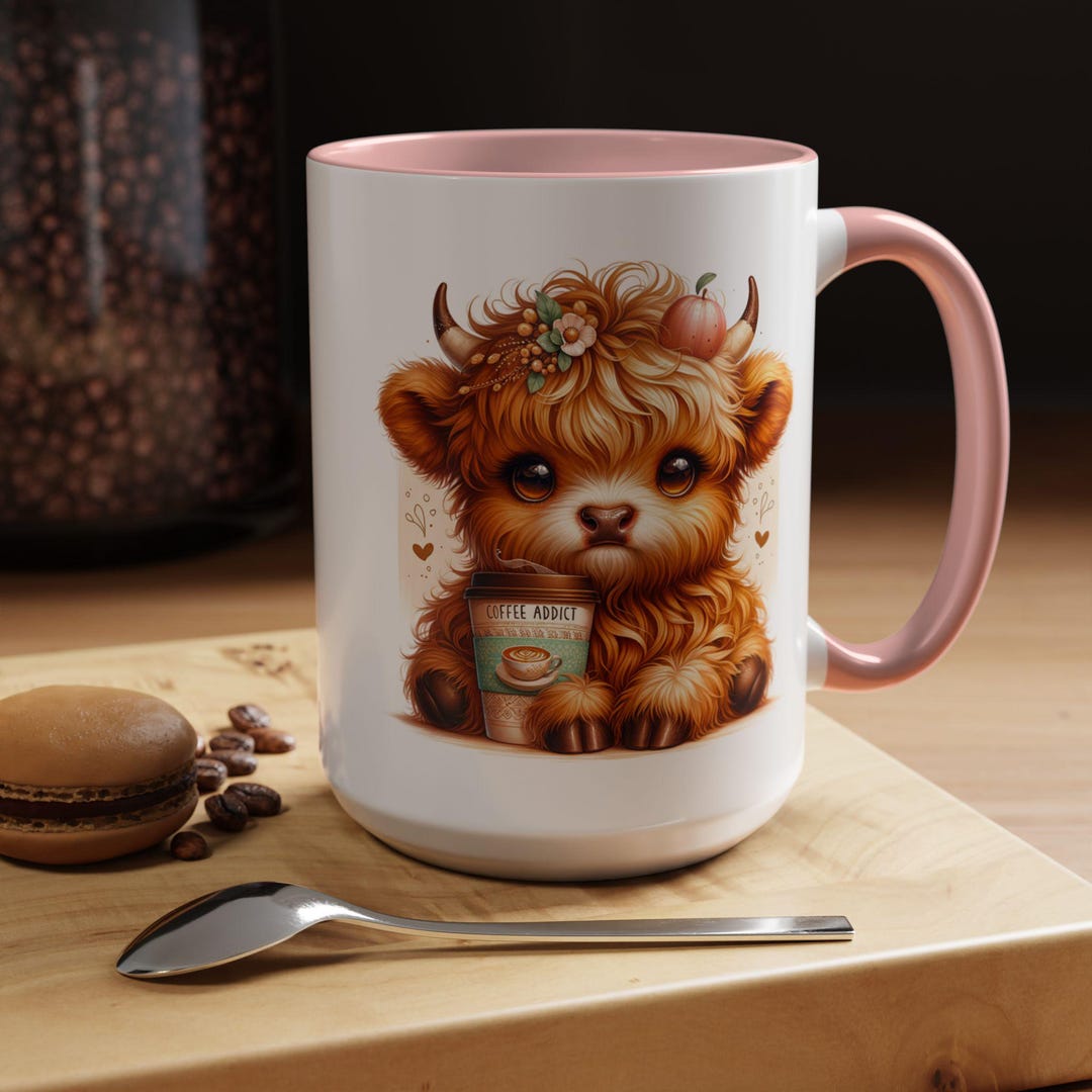 Coffee Addict Mug Design, Cute Cow PNG, 11oz and 15oz Sublimation ...