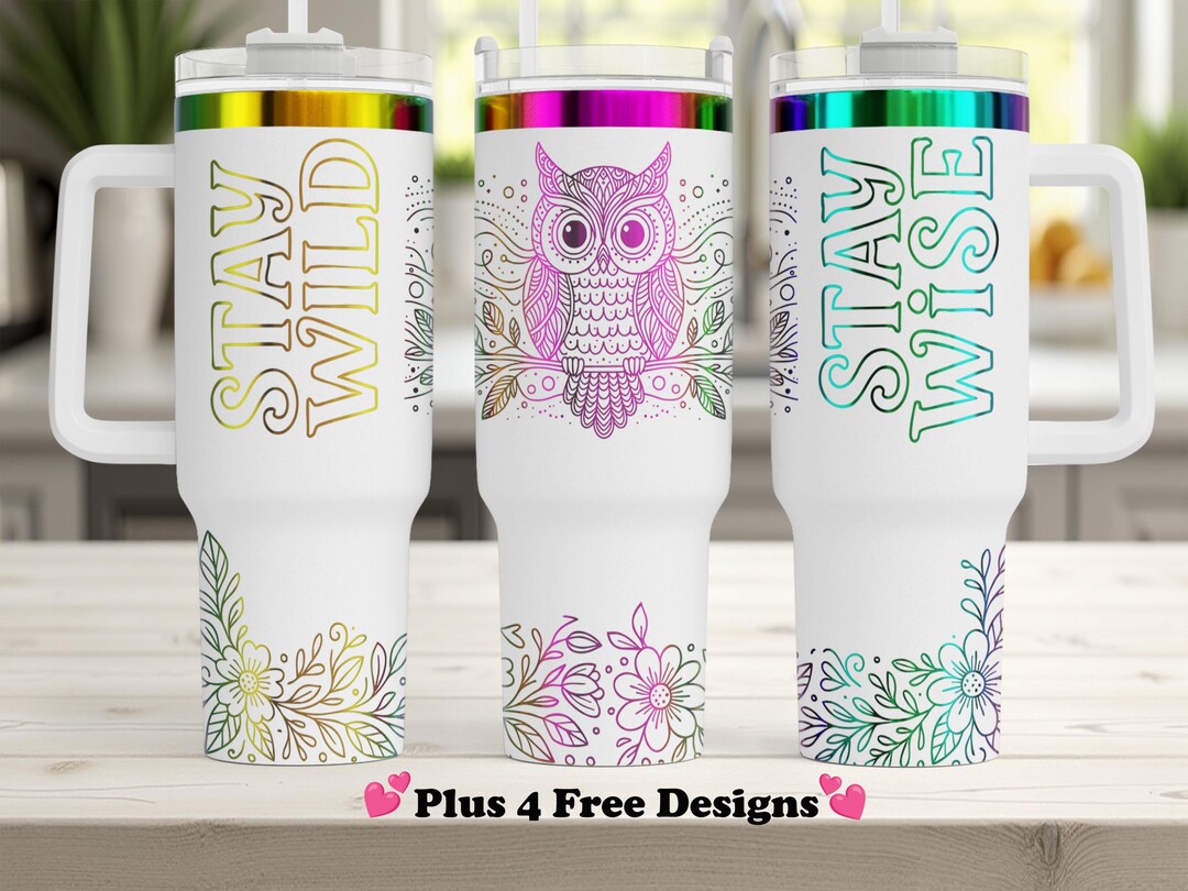 Cute Mandala Owl Floral Design, Stay Wise Stay Wild, 40 Oz Tumbler Wrap ...