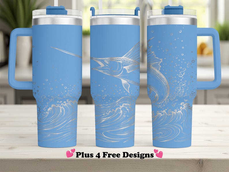 Sailfish Tumbler Wrap SVG: Ocean Fisherman Laser Engraving Design ...