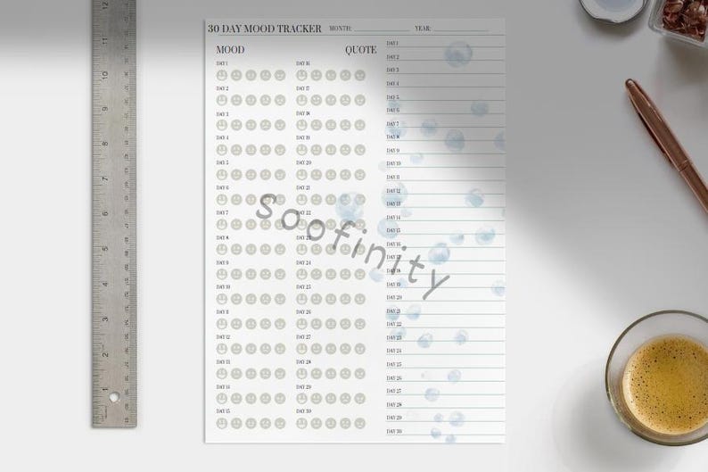30 Day Mood Tracker Printable | Digital Self-care Page | Summer Sea ...