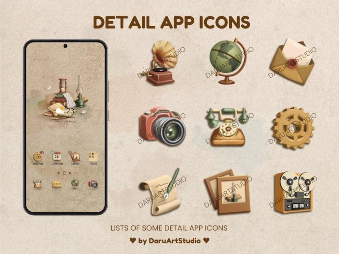 Vintage Book App Icons: Space Theme, Ios & Android (digital Download ...