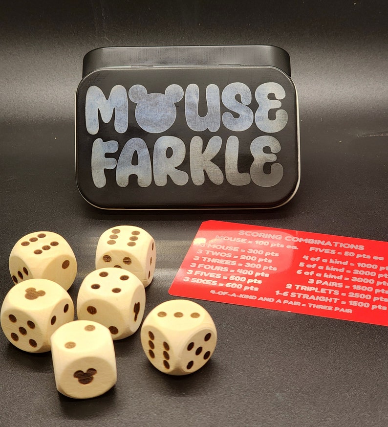 Fish Extender Dice, Mouse Farkle, Laser Engraved Dice, DCL, Travel Game ...