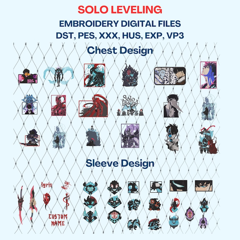 I Alone Level up Embroidery Design: Anime Art (DST PES Digital Download ...