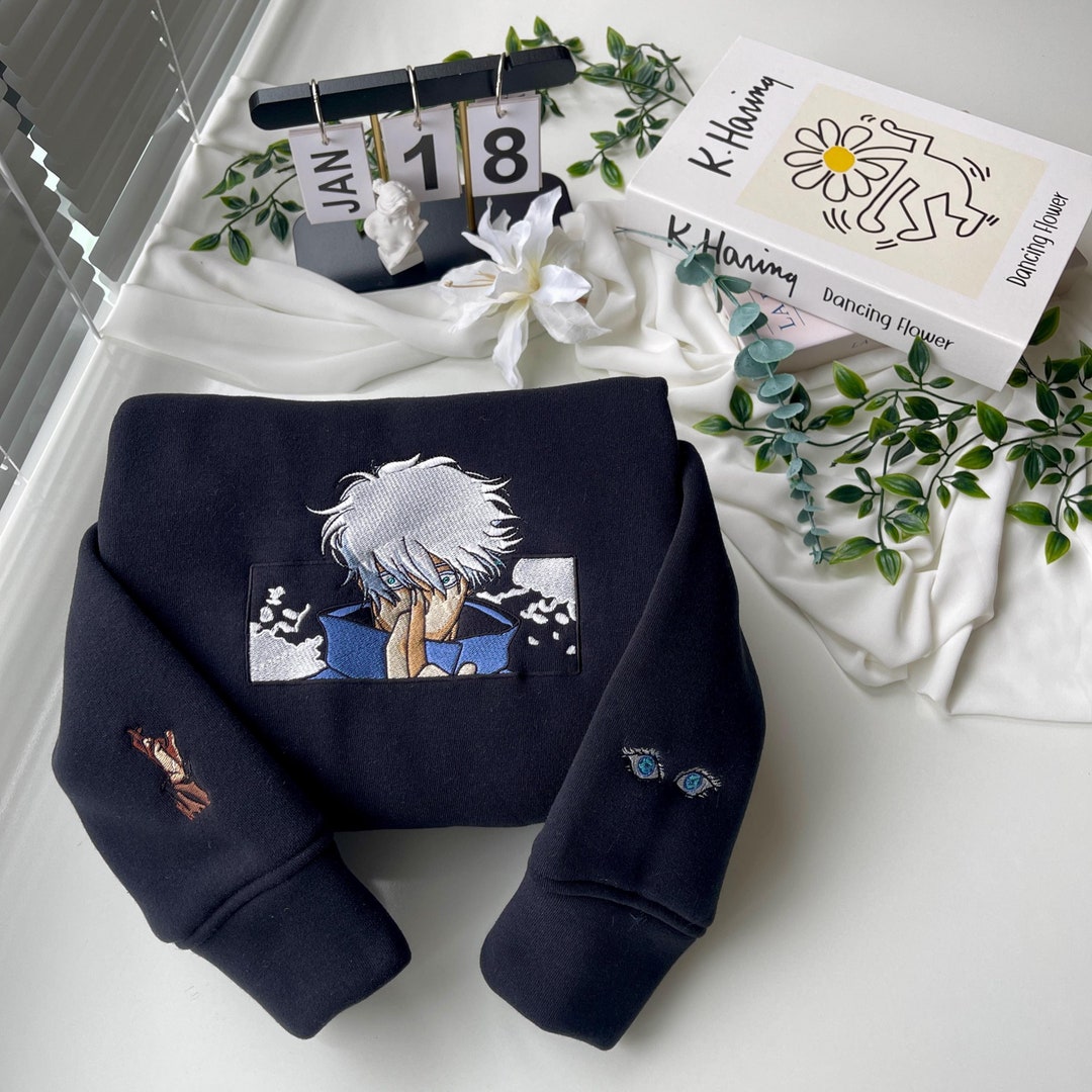 Embroidered Anime Sweatshirt, Limitless Cursed Technique Design, Six ...