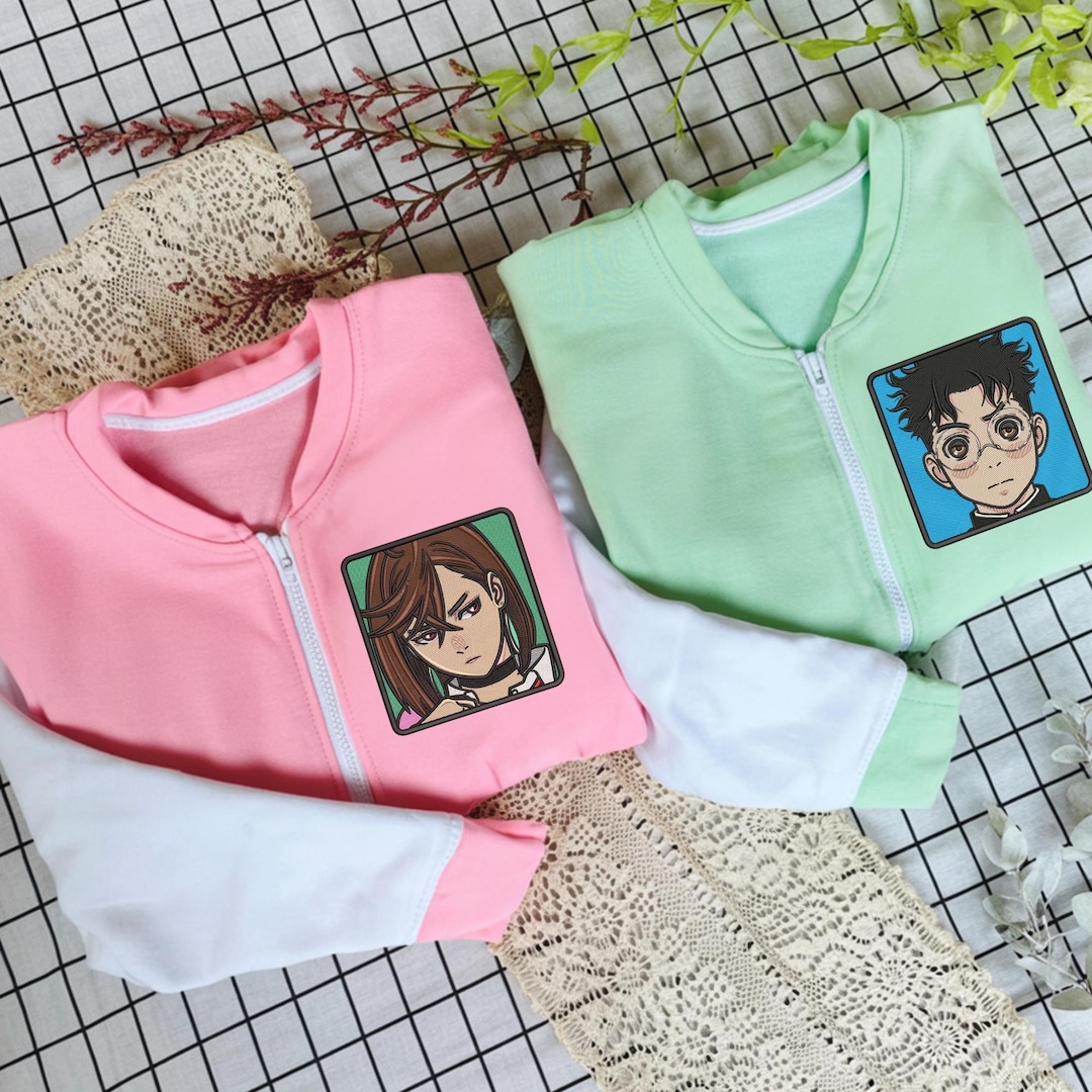 Embroidered Anime Zip Hoodie: Alien and Yokai Bomber, Turbo Granny ...