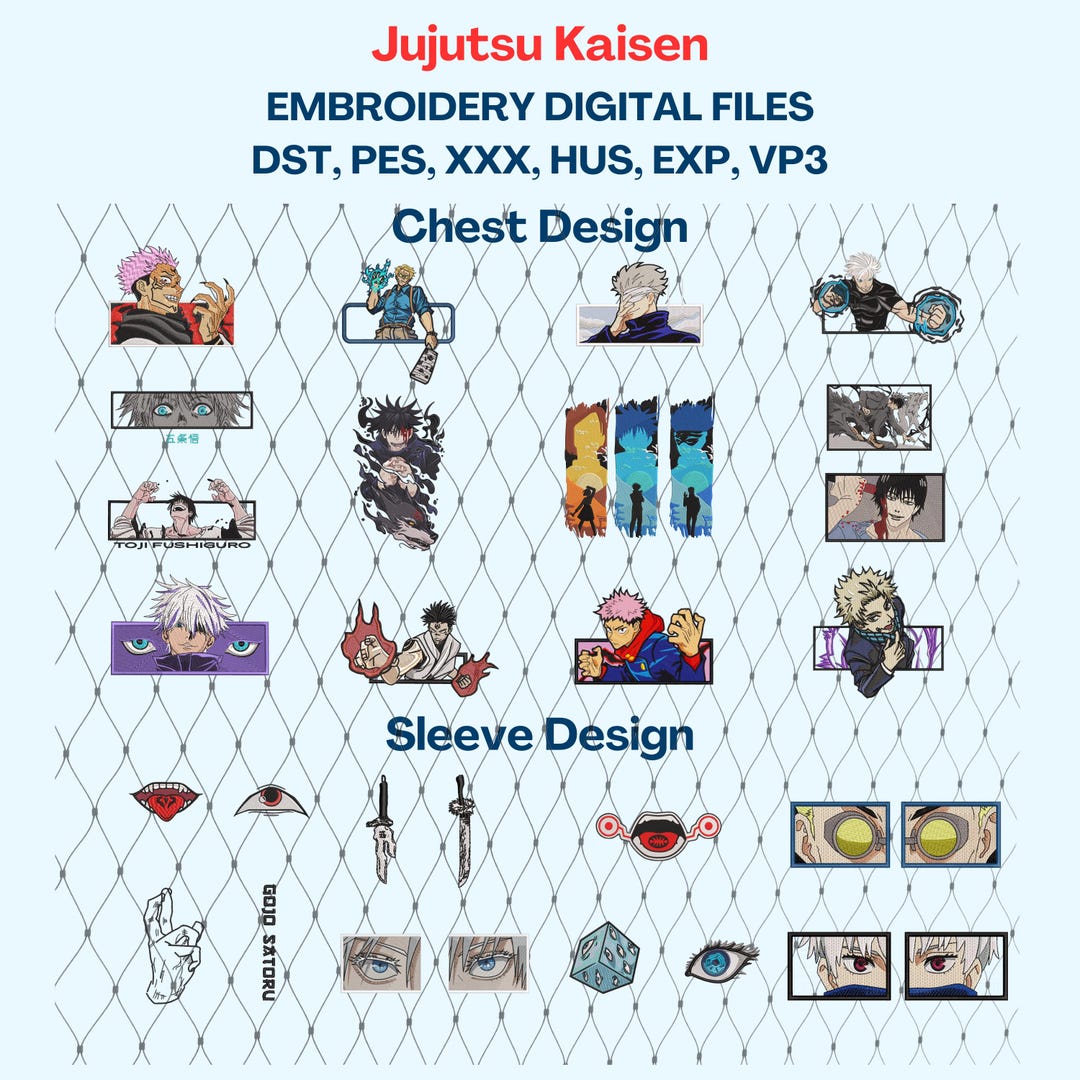 Sorcery Battle Embroidered DST PES Digital, Cursed Technique Ready to ...