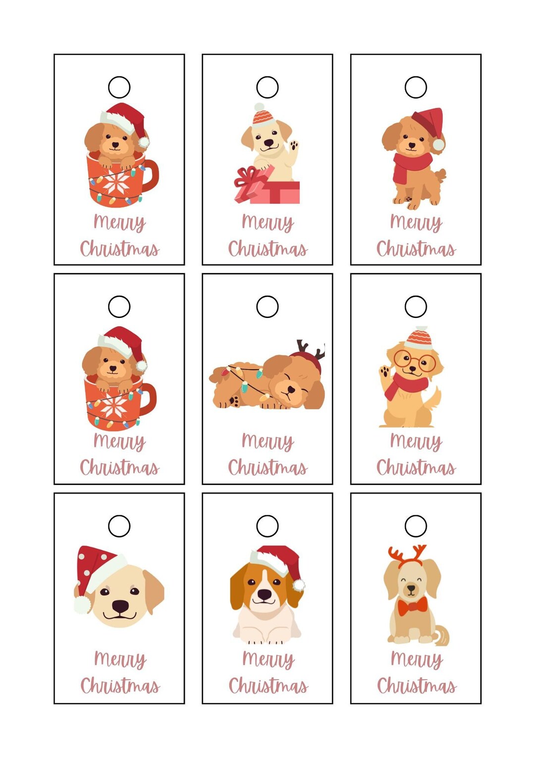Christmas Gift Tags, Printable, Instant Download, Dog Christmas Tags ...