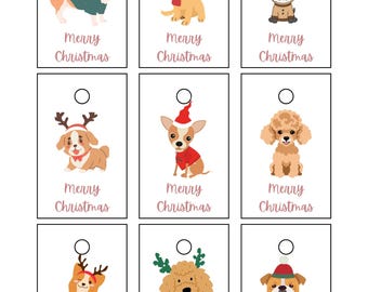 Puppy Christmas Gift Tags, Printable, Instant Download, Dog Christmas ...