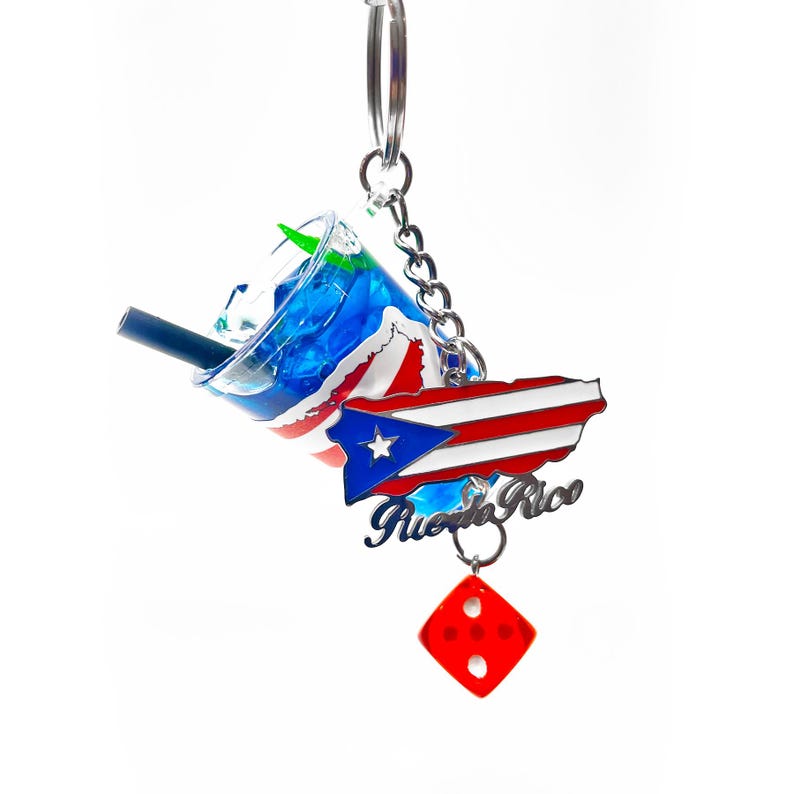 BORIKEN BREEZE : Puerto Rican Keychain - PR Flag, Dice & Drink Charms ...