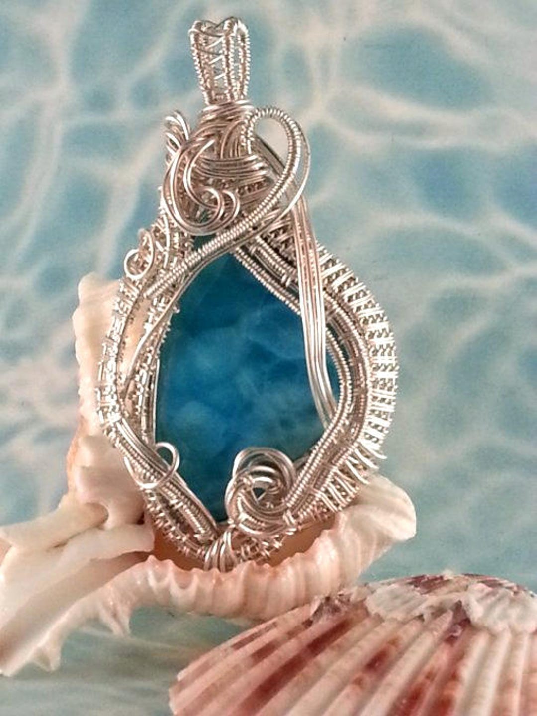 Rock-n-wrapsady Deep Blue Sea Larimar Pendant - Etsy