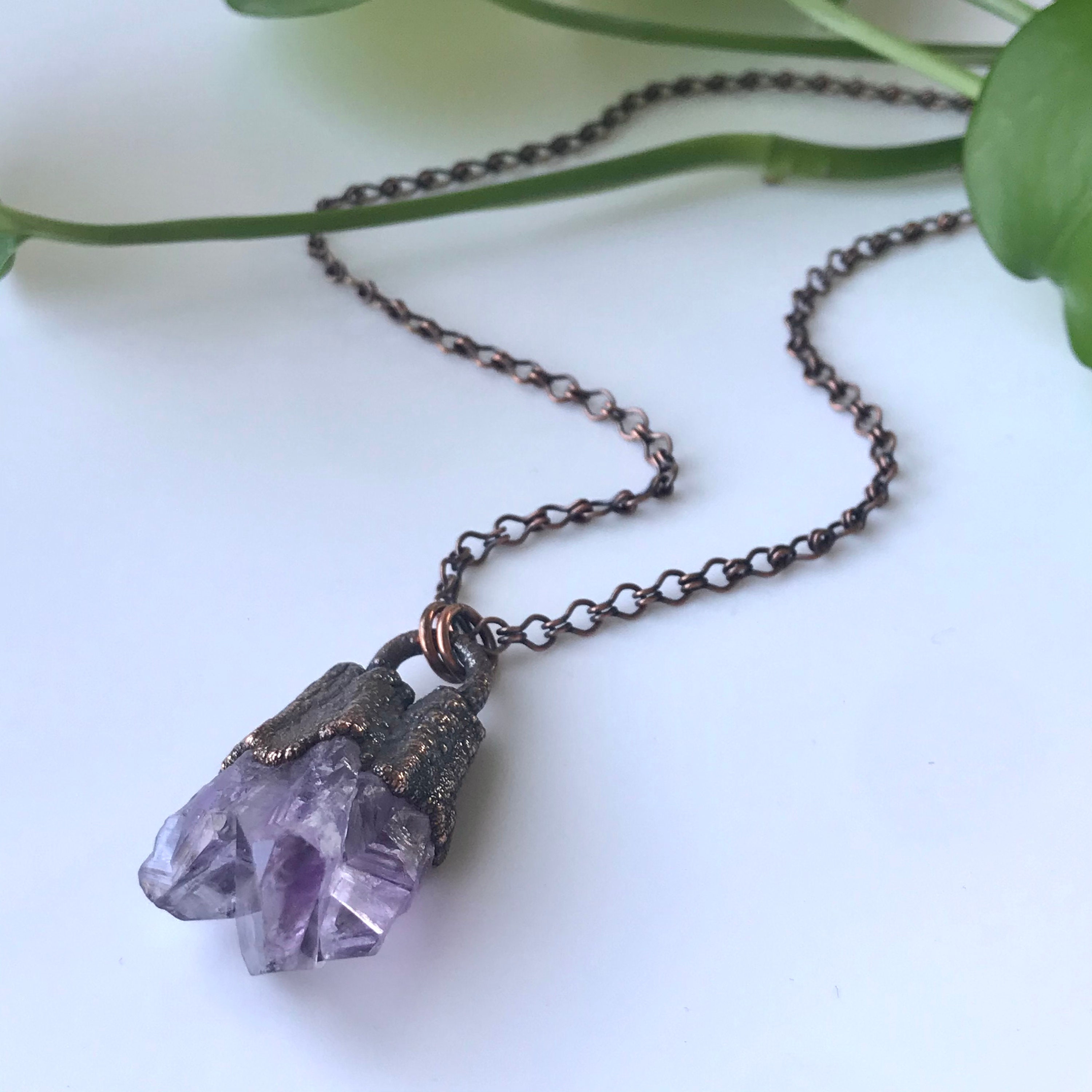 Raw Amethyst Necklace Copper Jewelry Raw Amethyst Jewelry - Etsy