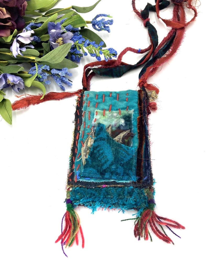 Mayan Blue Medicine Bag CEREMONIAL Handmade Necklace One of a Kind Art ...