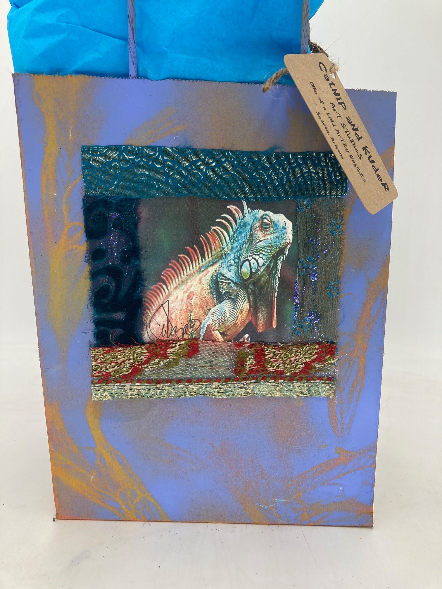 LIZARD TOTEM One of a Kind Frameable Gift Bag Handmade Gift Wrap ...