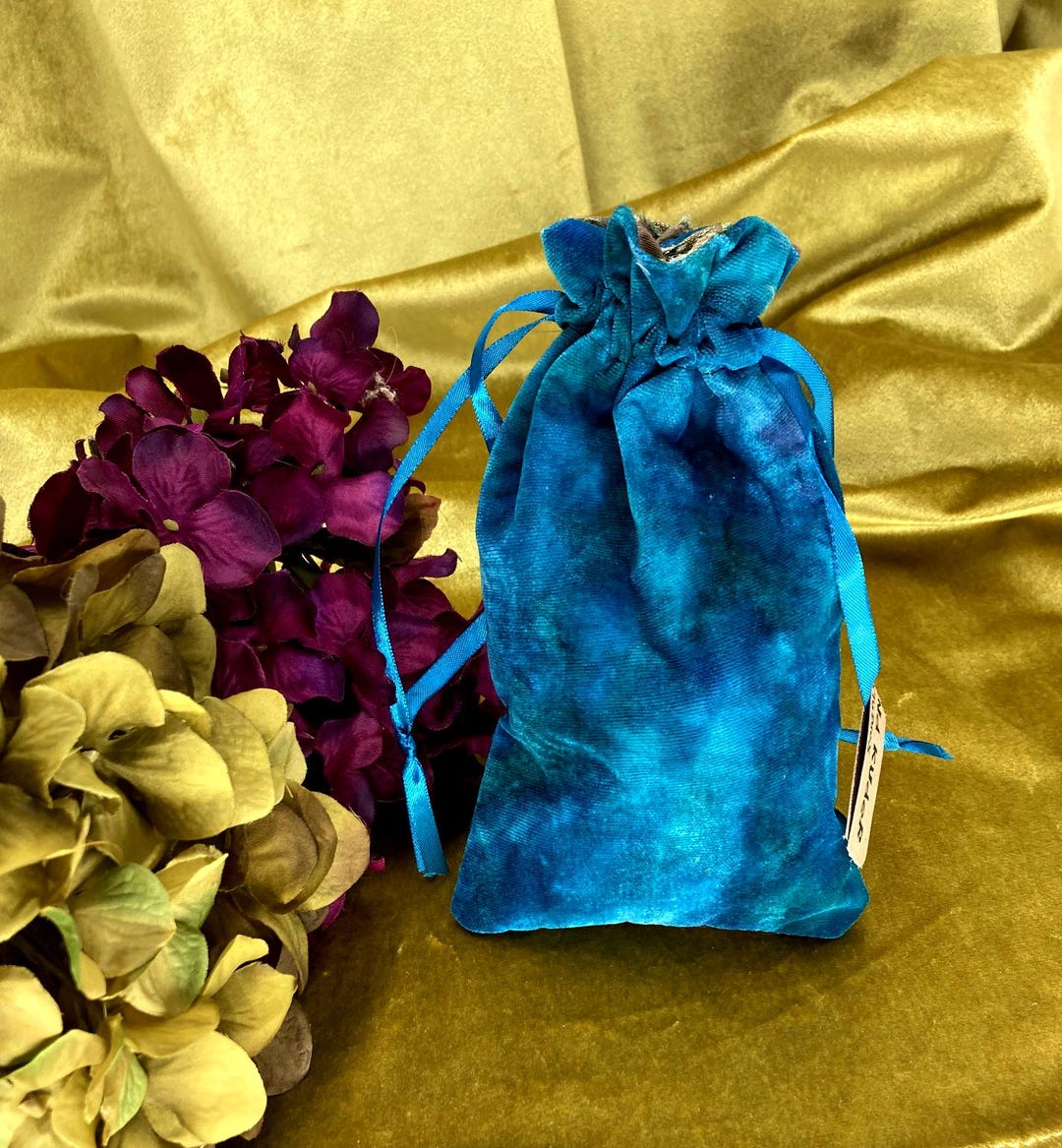 Luxurious Hand Painted VELVET Drawstring Bag Pouch Crystals Amulets ...