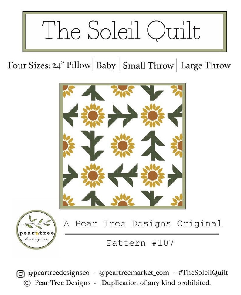 The Soleil Quilt - Quilting Pattern- New Release - - Etsy