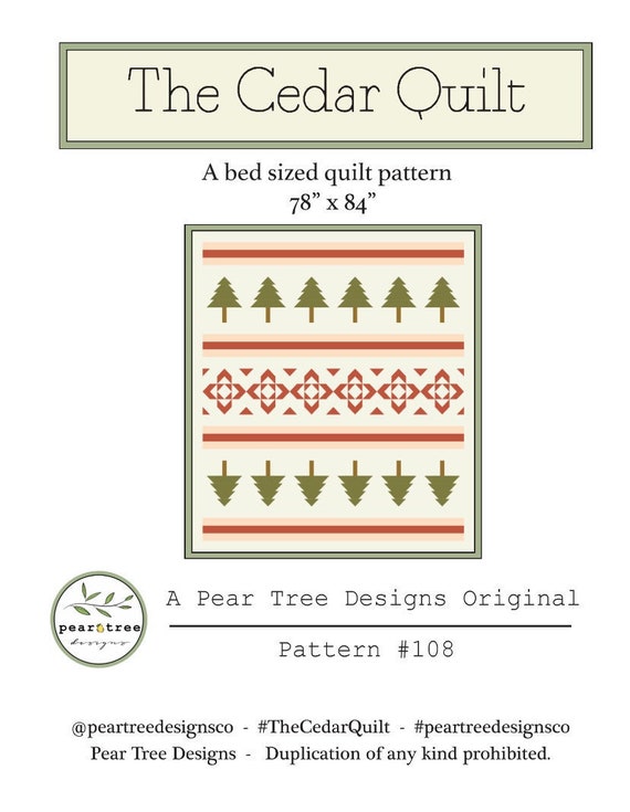 The Cedar Quilt quilting Pattern | Etsy