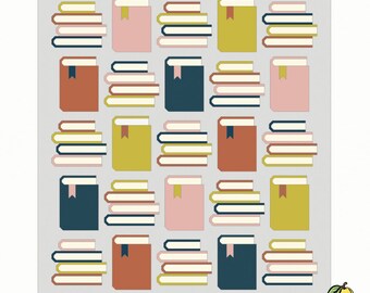 Books Library Literature Pattern Fabric Library by Lucy Elizabeth Book ...