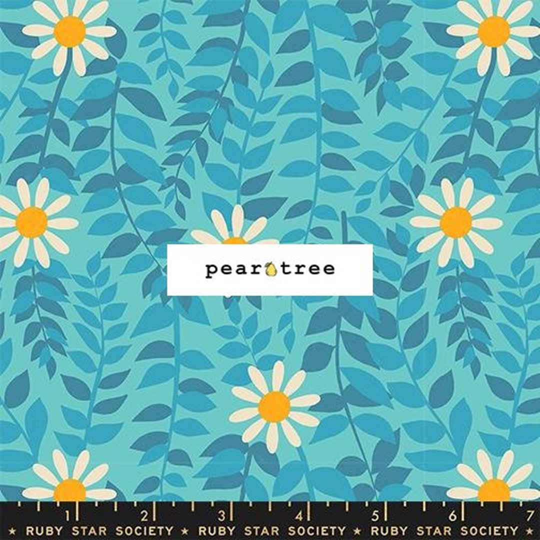 Turquoise Daisy Vines by Ruby Star Society Fabrics Ruby Star Flowerland ...