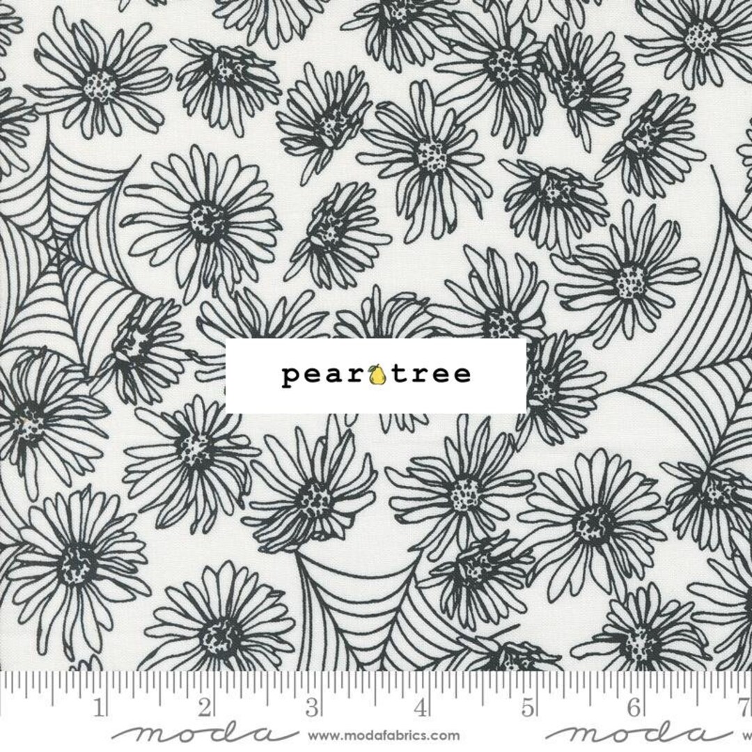 Ghost - Daisies by Moda Fabrics | Moda Noir Collection | Moda Fabric ...