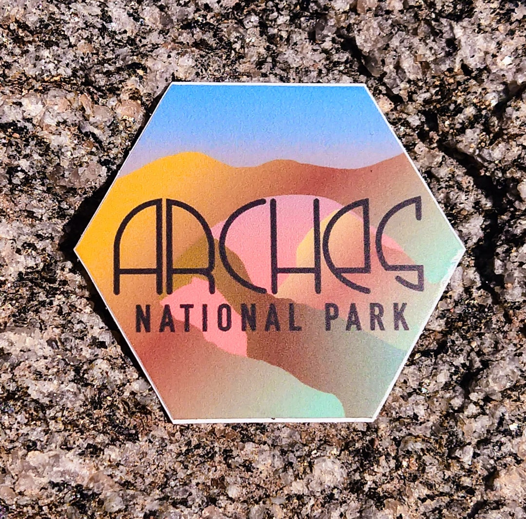 Gifts for Hikes, Arches National Park Hexagon Sticker, Utah Hiking ...