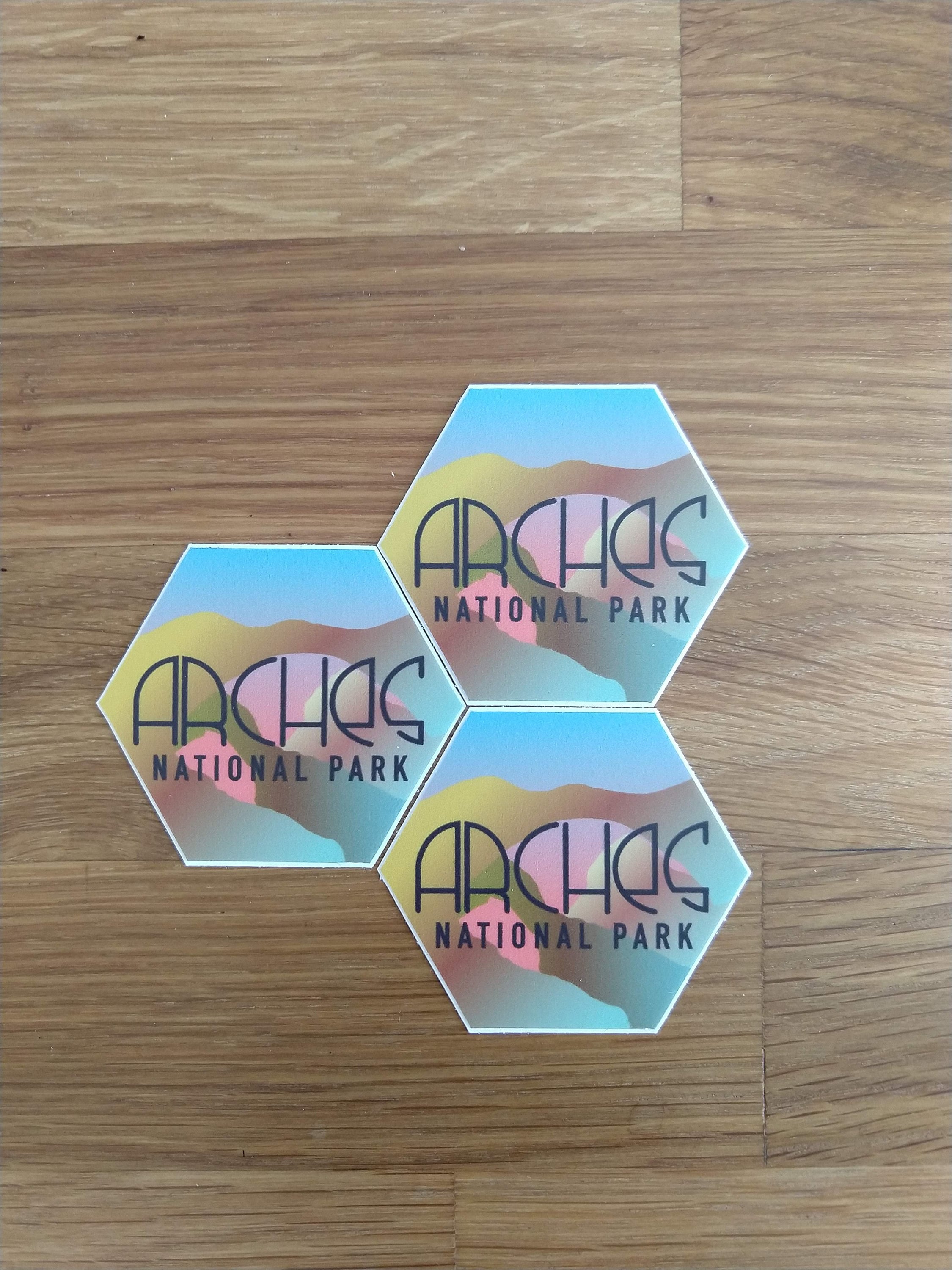 Gifts for Hikes, Arches National Park Hexagon Sticker, Utah Hiking ...